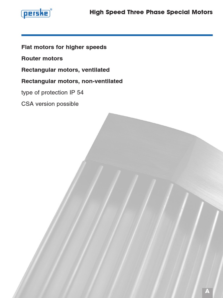 Perske High Speed Motors | PDF | Electric Motor | Bearing (Mechanical)