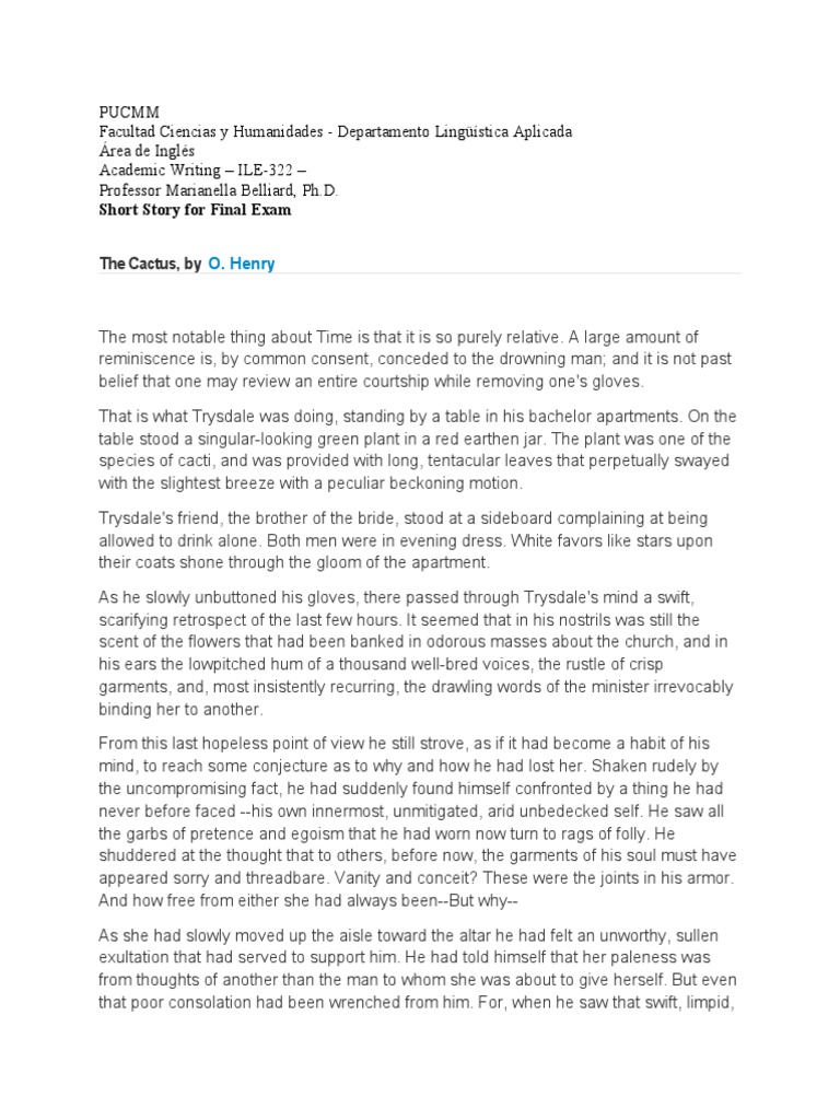 The Cactus by O. Henry | PDF