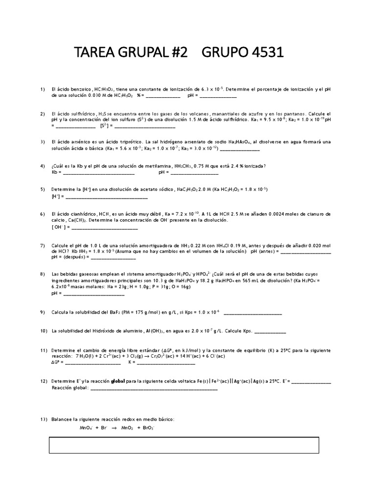 Tarea Grupal #2-4531 | PDF | Ph | Ácido