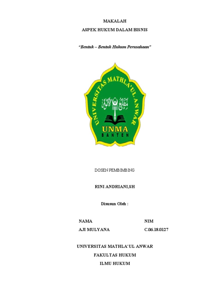 Makalah Aspek Hukum Dalam Bisnis | PDF Makalah Aspek Hukum Dalam Bisnis | PDF
