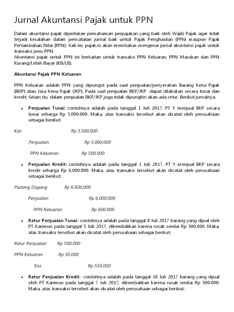 Jurnal Akuntansi Pajak Untuk PPN | PDF