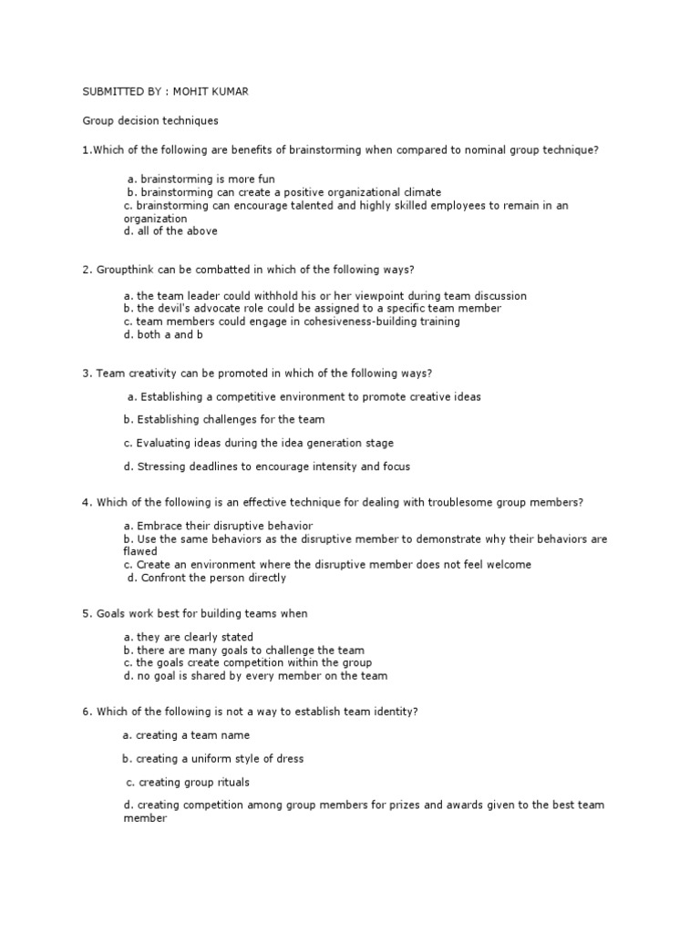 Group Decision Making Techniques | PDF | Brainstorming | Decision Making