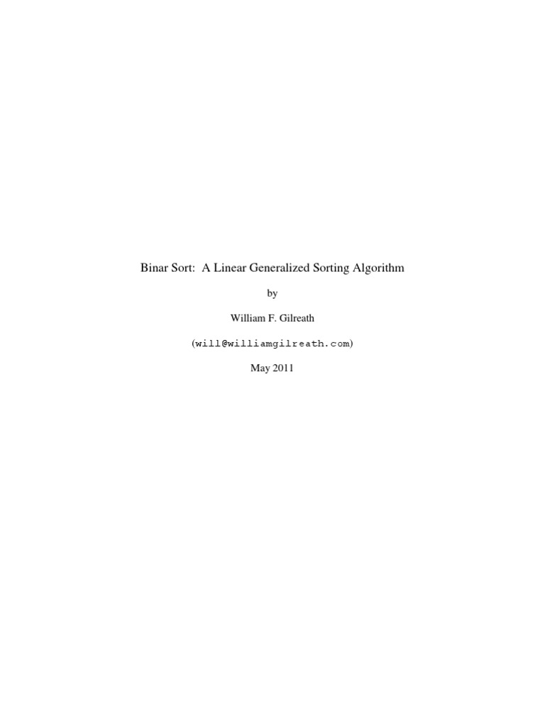Binar Sort A Generalized Sorting Algorithm | PDF | Character Encoding | Array Data Structure