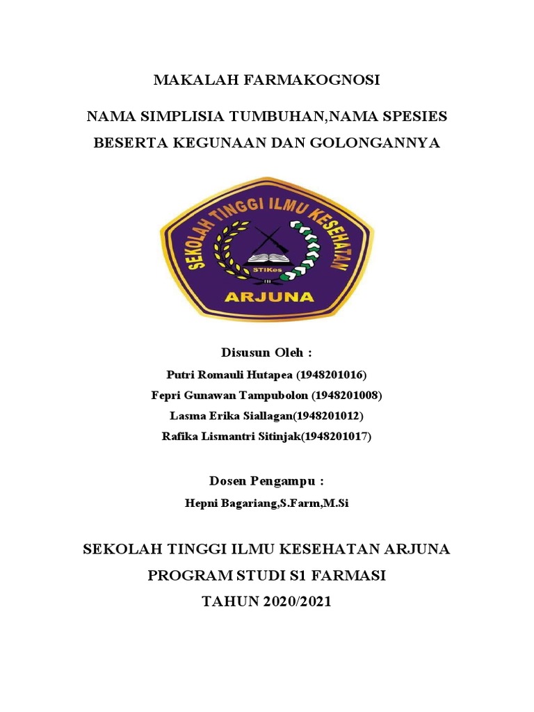 Farmakognosi (Tumbuhan Dan Nama Simplisia) | PDF