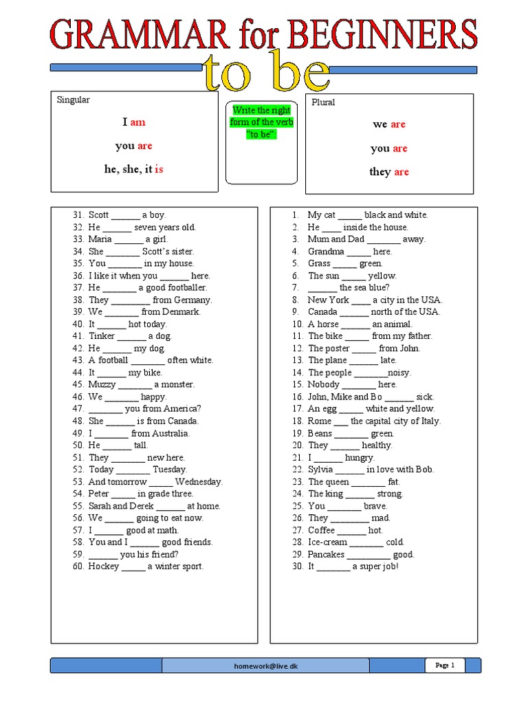 Beginner English Verb Practice | PDF