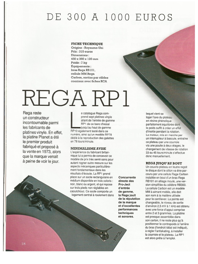 Rega RP1 | PDF