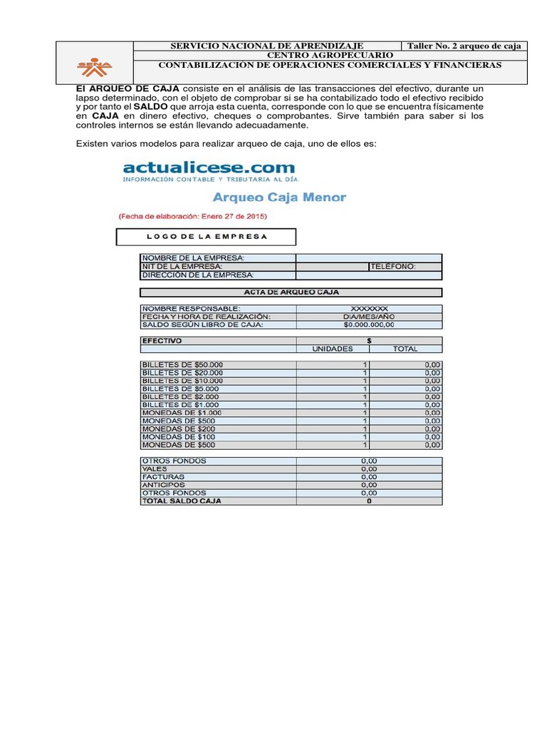 Guía Práctica para el Arqueo de Caja | PDF | Contabilidad | Bancos