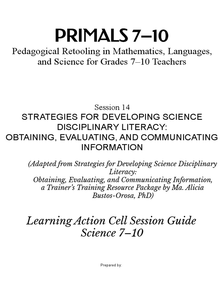 Strategies for Developing Science Disciplinary Literacy: Obtaining ...