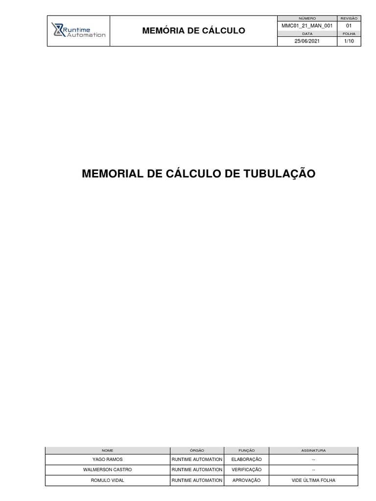 Memorial de Cálculo de Tubulação de Ar Comprimido | PDF | Materiais ...