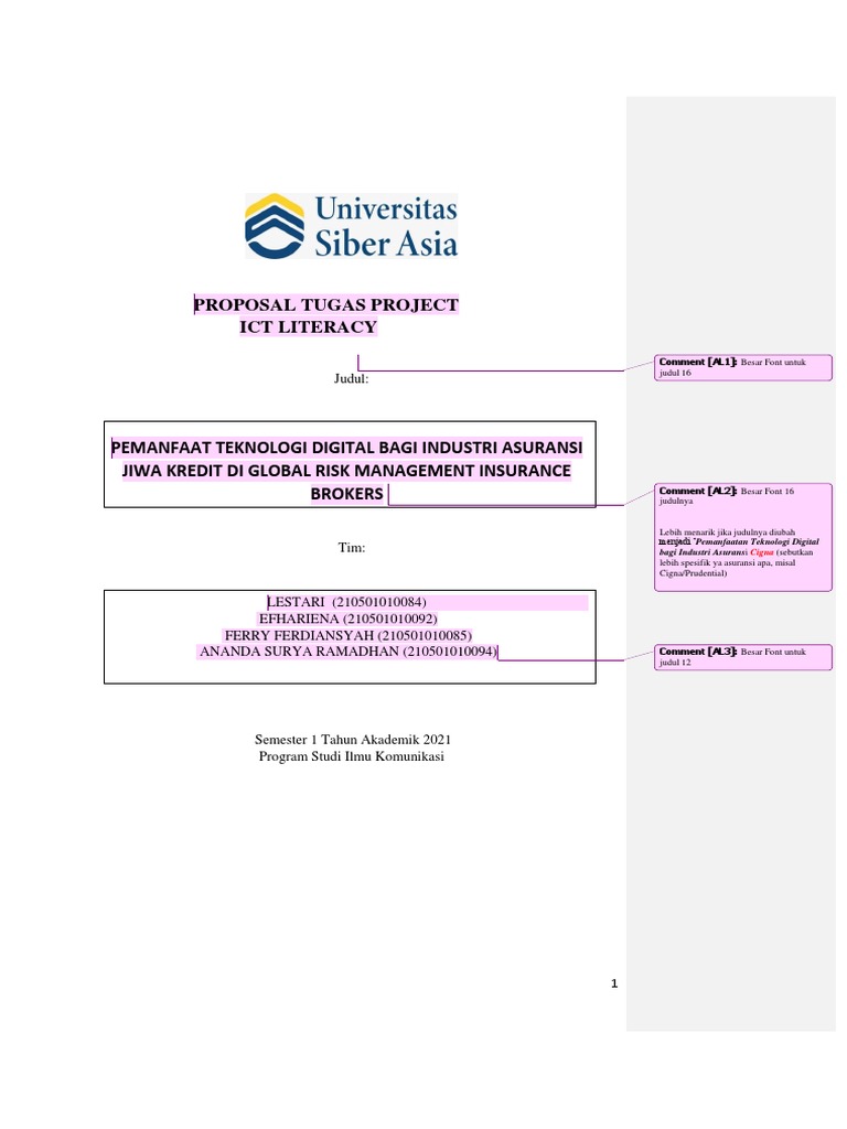 PROPOSAL TUGAS PROJECT ICT LITERACY Revisi | PDF | Komputer
