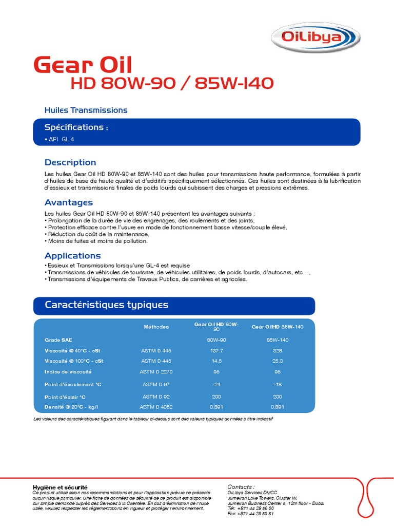 Gear Oil HD 80W-90 Et 85W-140 | PDF