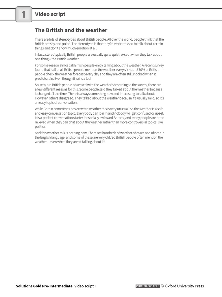 Solutions Gold Pre Intermediate Culture Video Scripts | PDF | Detective ...