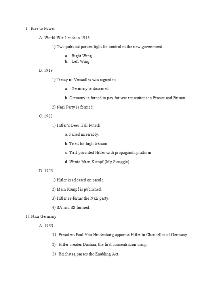 Outline | PDF | Nazi Germany | Adolf Hitler