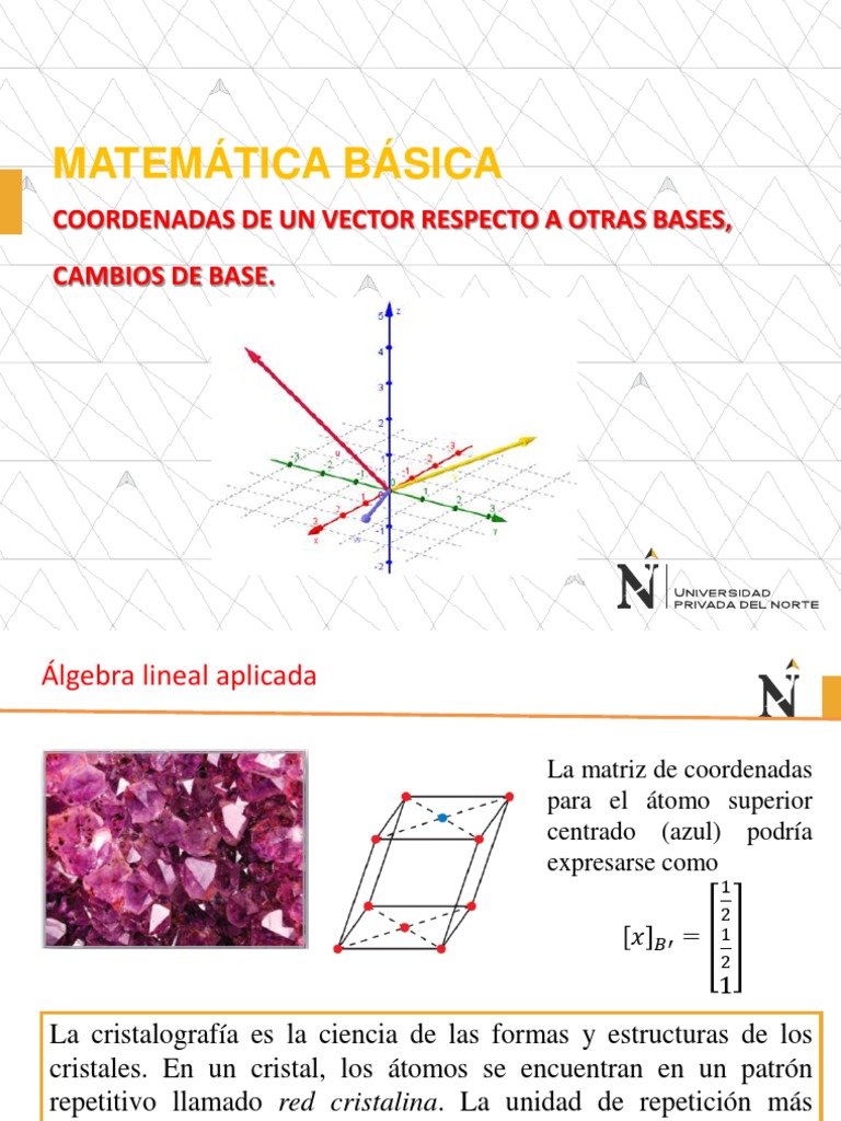 Sem 05 Ppt Cambio De Base 2020 1 Pdf Espacio Vectorial Matriz