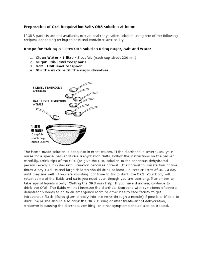 Preparation of Oral Rehydration Salts ORS Solution at Home | PDF