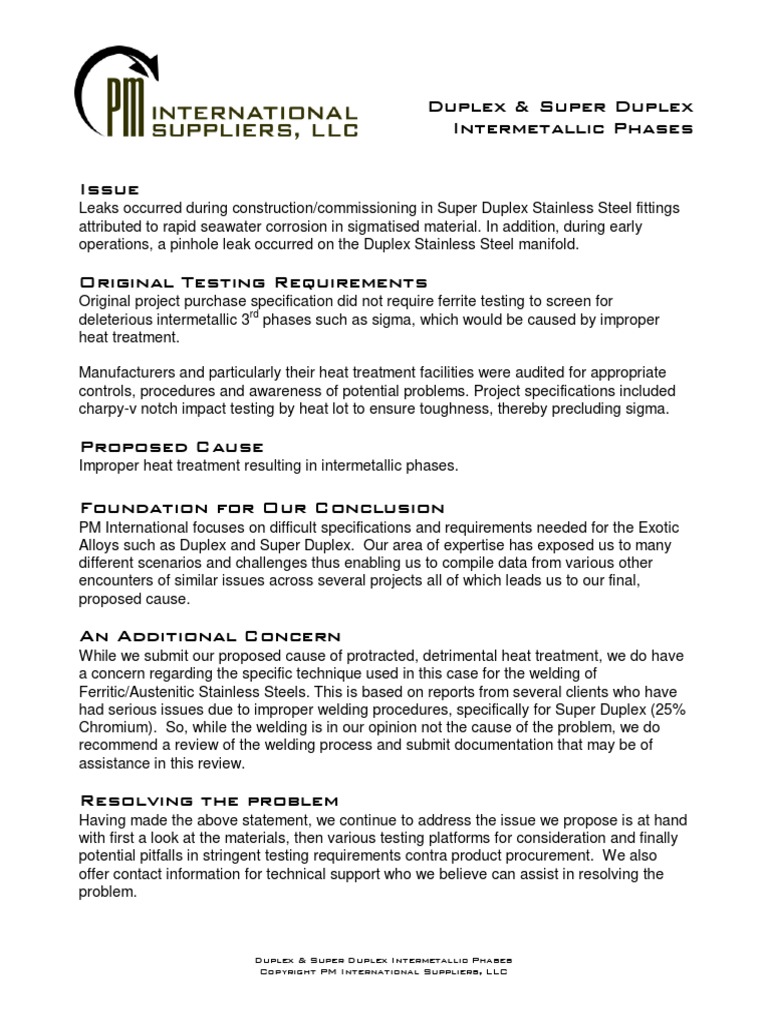Duplex & Super Duplex Intermetallic Phases | PDF | Stainless Steel ...