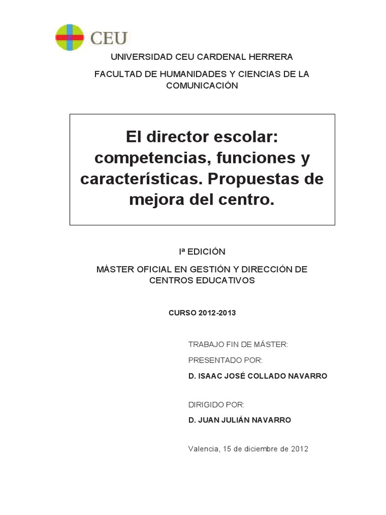 El Director Escolar Competencias Funciones y Caracteristicas | PDF ...