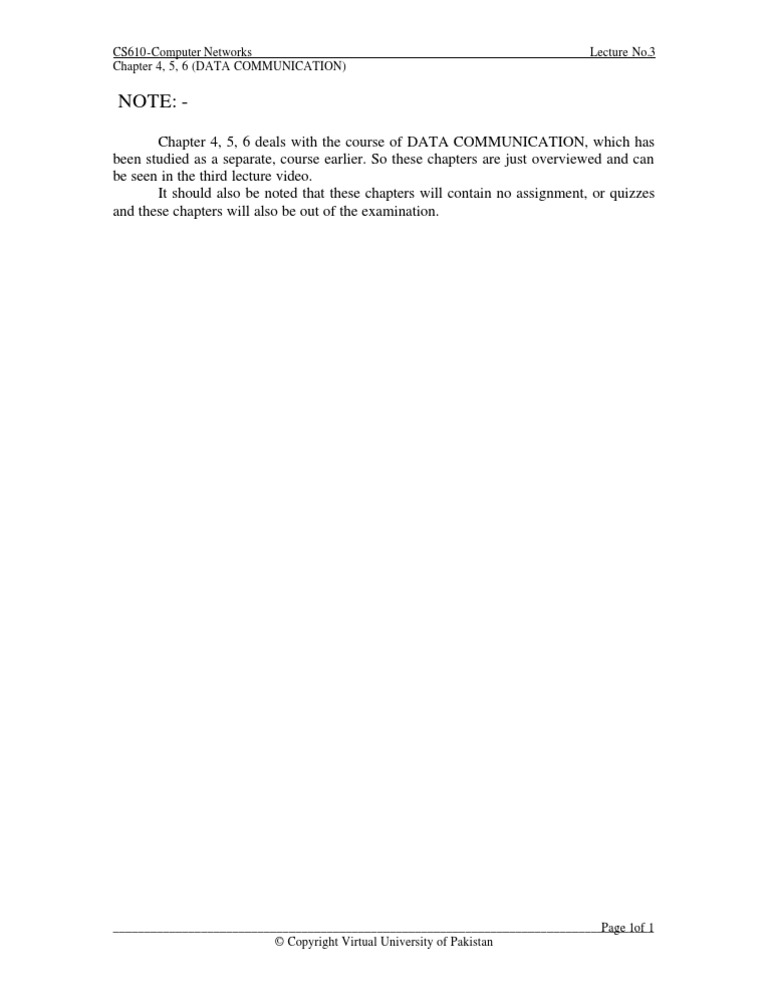 CS610-Computer Networks Lecture No.3 Chapter 4, 5, 6 (DATA ...