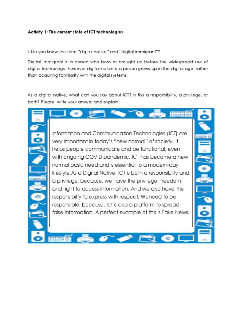 Activity 1 The Current State of ICT Technologies | PDF | Information ...