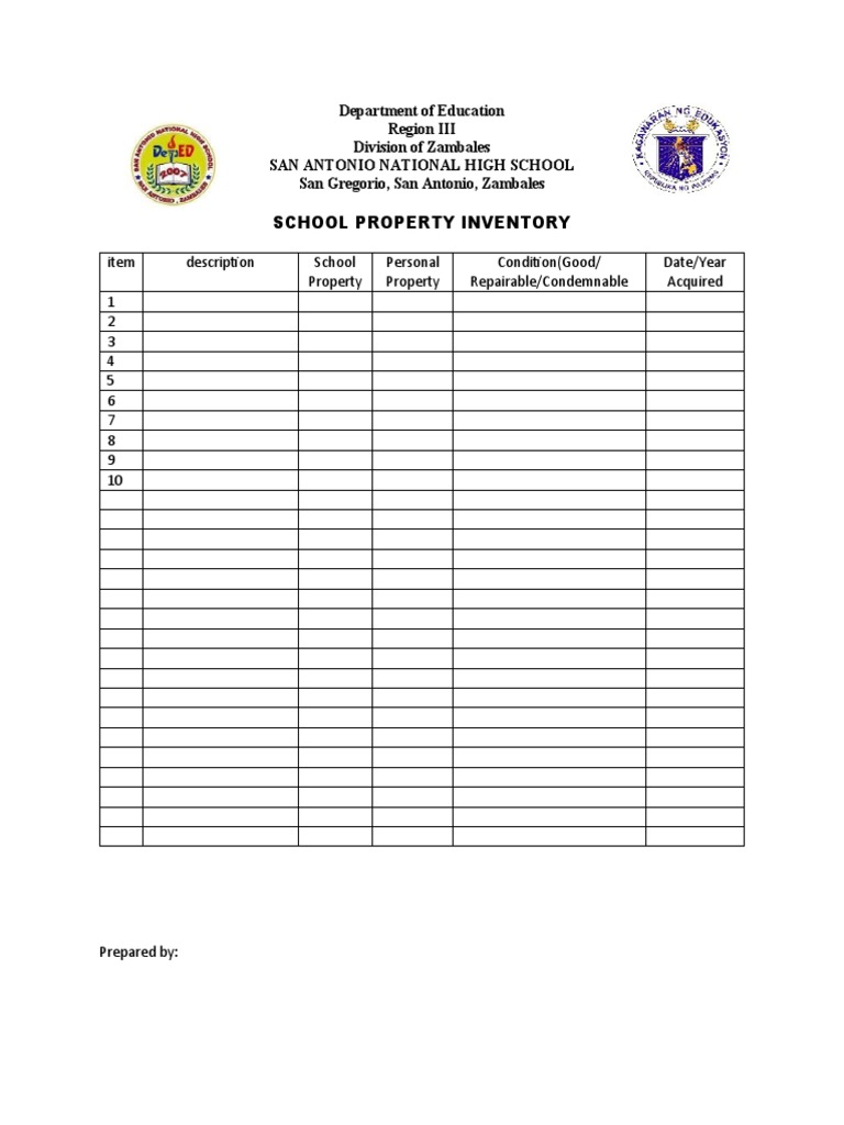 School Inventory Form | PDF