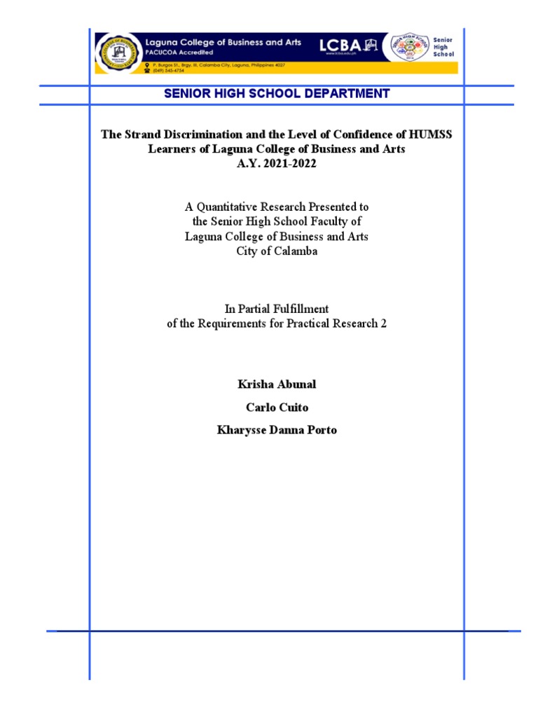 The Impact of Strand Discrimination on the Confidence Levels of ...