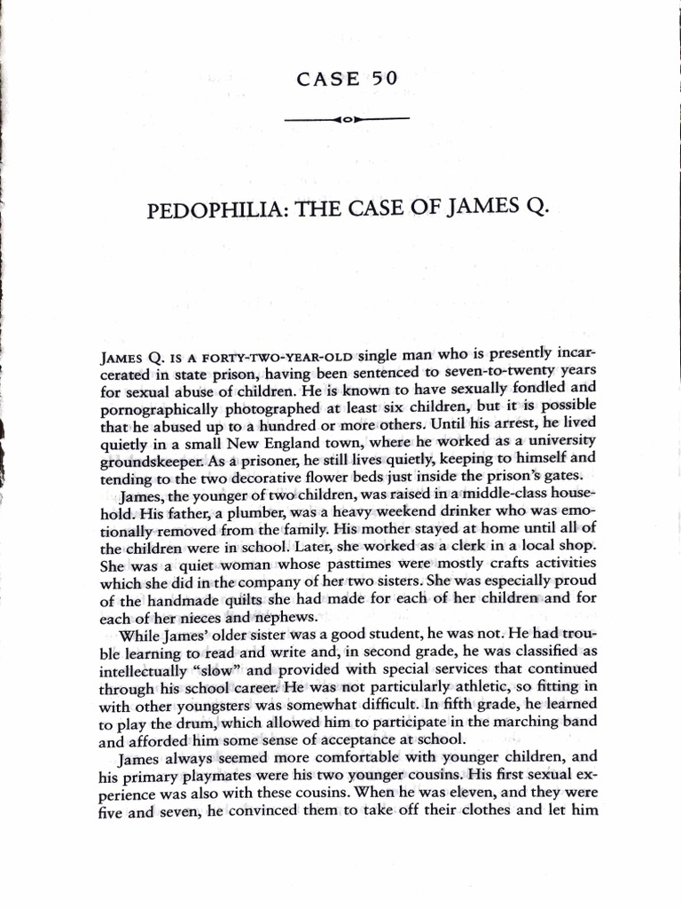 Pedophilia: The Case James | PDF | Pedophilia | Behavioural Sciences