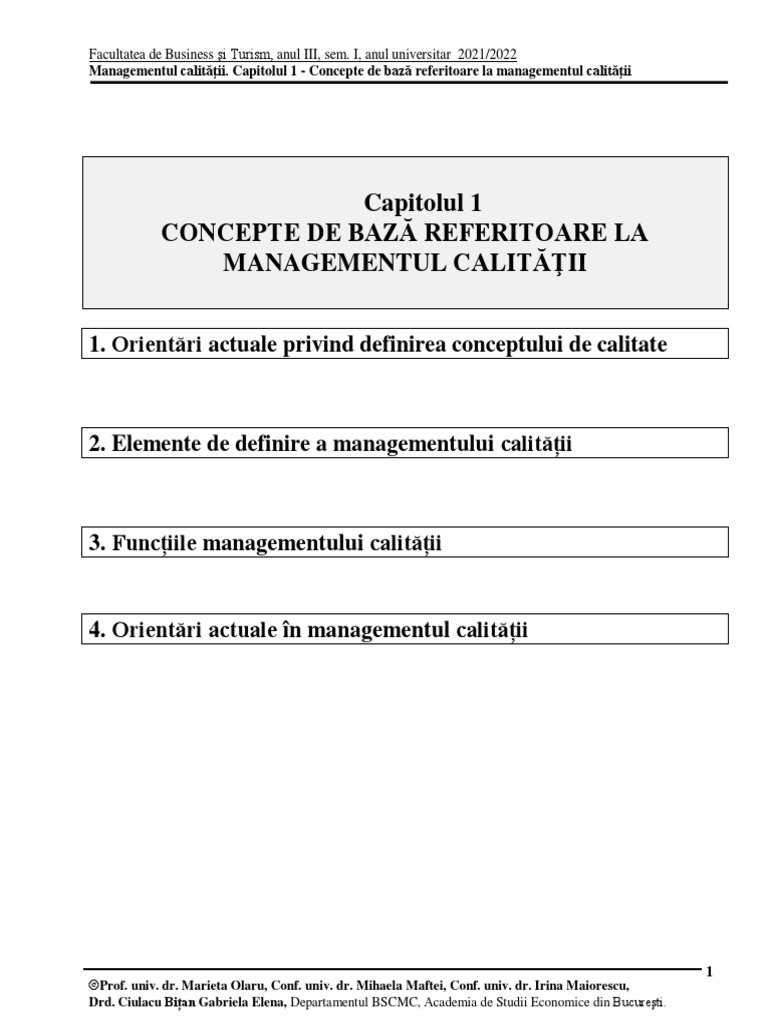 Examen Managementul Calitatii | PDF