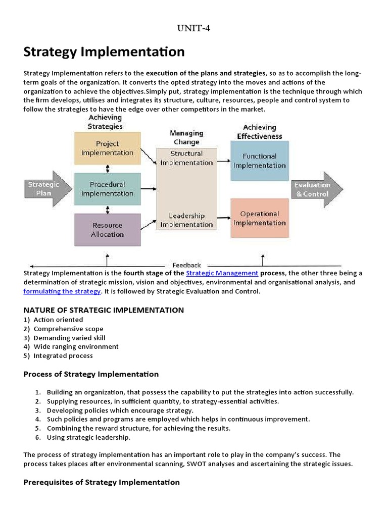 Strategy Implementation: UNIT-4 | PDF | Strategic Management ...