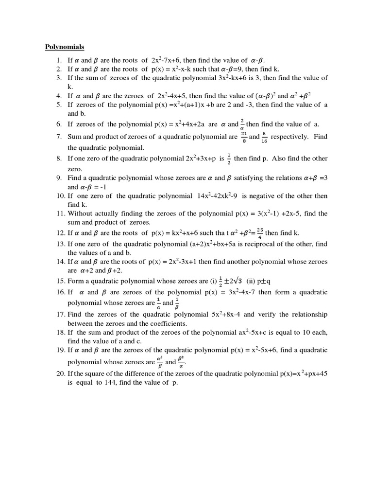 Polynomials | PDF | Polynomial | Zero Of A Function