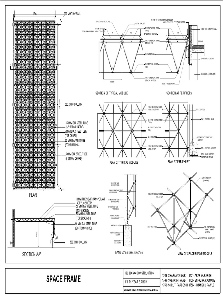 Space Frame: Section of Typical Module Section at Periphery | PDF ...