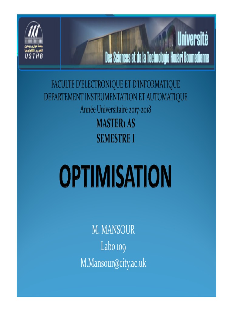 Cours Optim Ch3 | PDF | Mathematical Optimization | Functions And Mappings Cours Optim Ch3 | PDF | Mathematical Optimization | Functions And Mappings