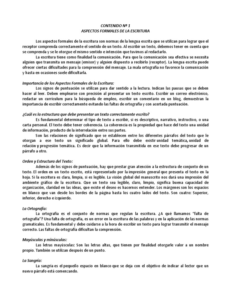 Aspectos Formales de La Escritura | PDF | Coma | Puntuación