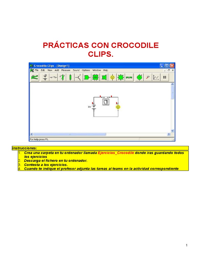 PRÁCTICAS CON CROCODILE CLIPS | PDF | Corriente eléctrica | voltaje