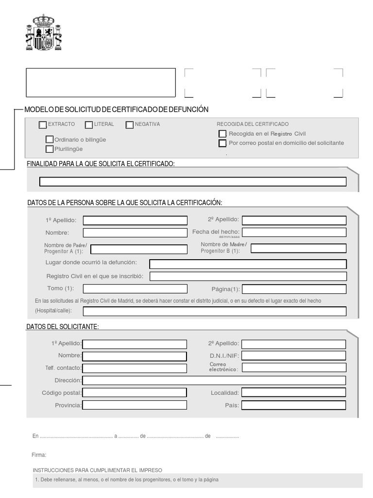 C3. Modelo Solicitud Certificado Defuncion | PDF | Comunicación | Privacidad
