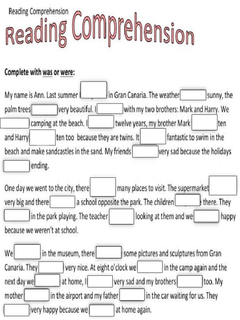 Reading Comprehension Was Were | PDF