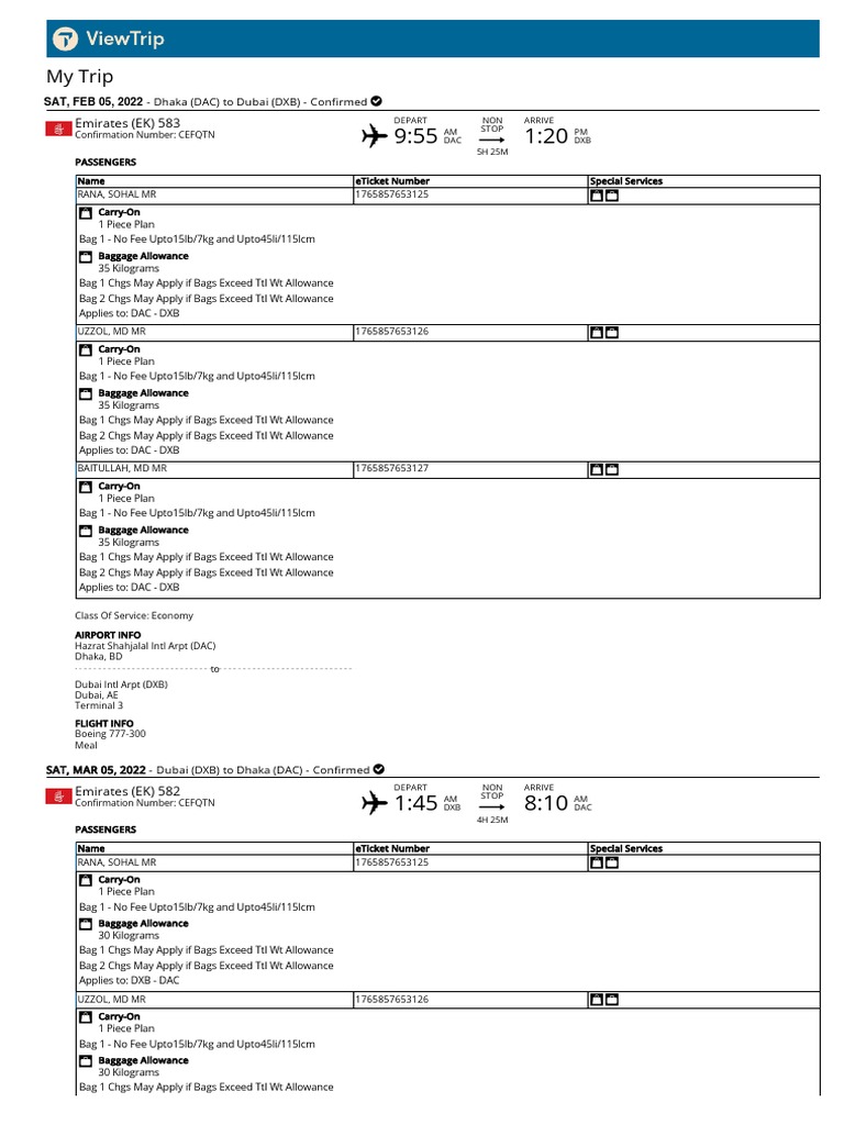 My Trip: Emirates (EK) 583 | PDF | Domestic Implements | Aviation