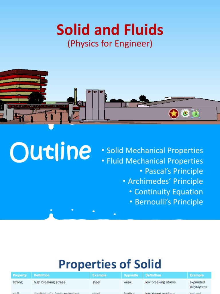 Solid and Fluids: (Physics For Engineer) | PDF | Pressure | Fluid Dynamics