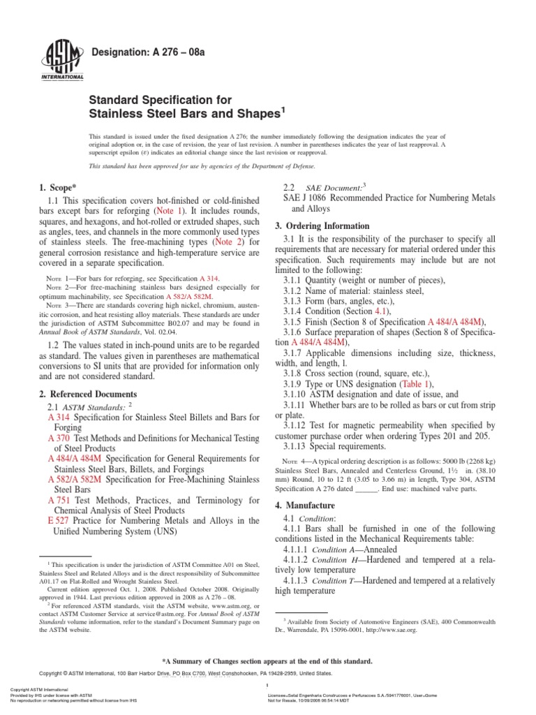 Stainless Steel Bars and Shapes: Standard Specification For | PDF ...