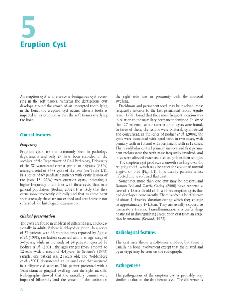 Chapter 5 Eruption Cyst | PDF | Epithelium | Tooth