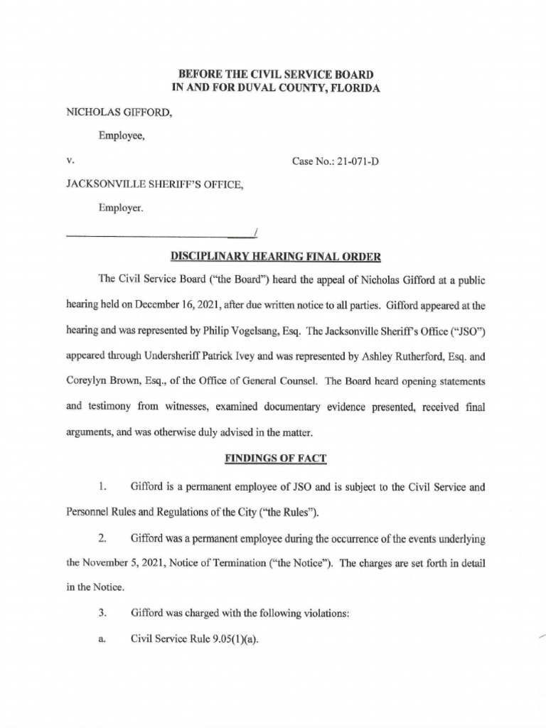 Civil Service Board Final Order Officer Gifford | PDF