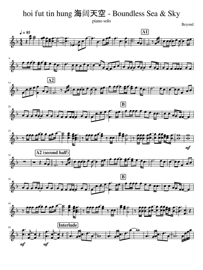 Hoi Fut Ting Hong 海阔天空 (Boundless Oceans, Vast Skies) Beyond | PDF