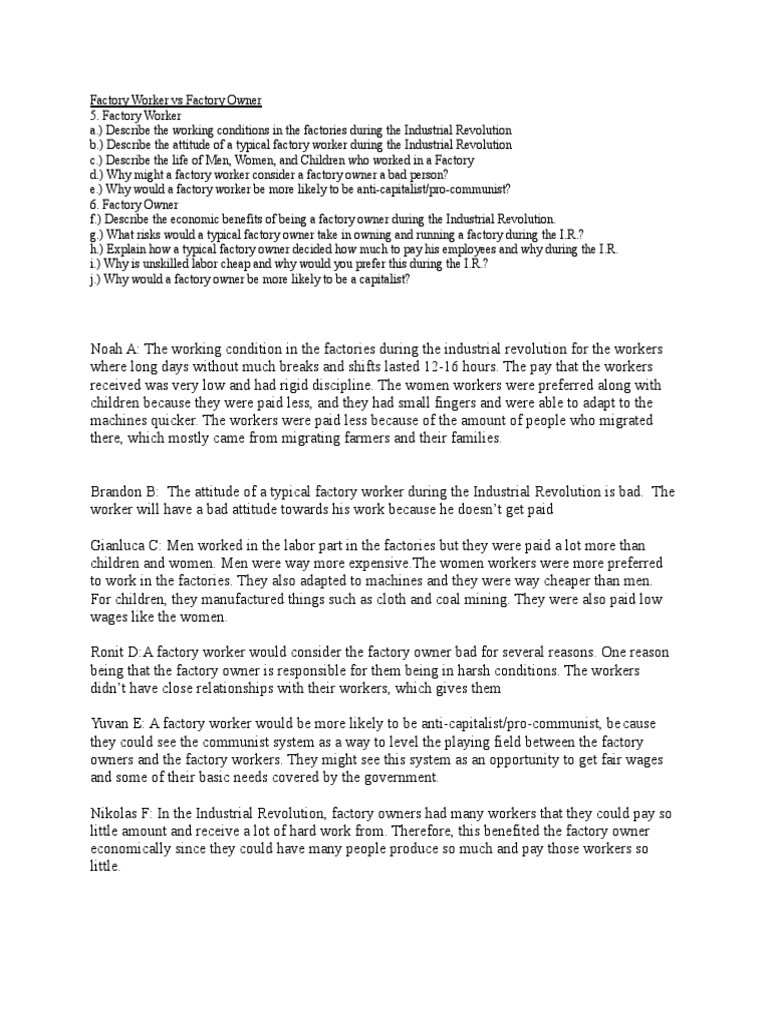 Factory Worker Vs Factory Owner | PDF | Labour Economics | Factory
