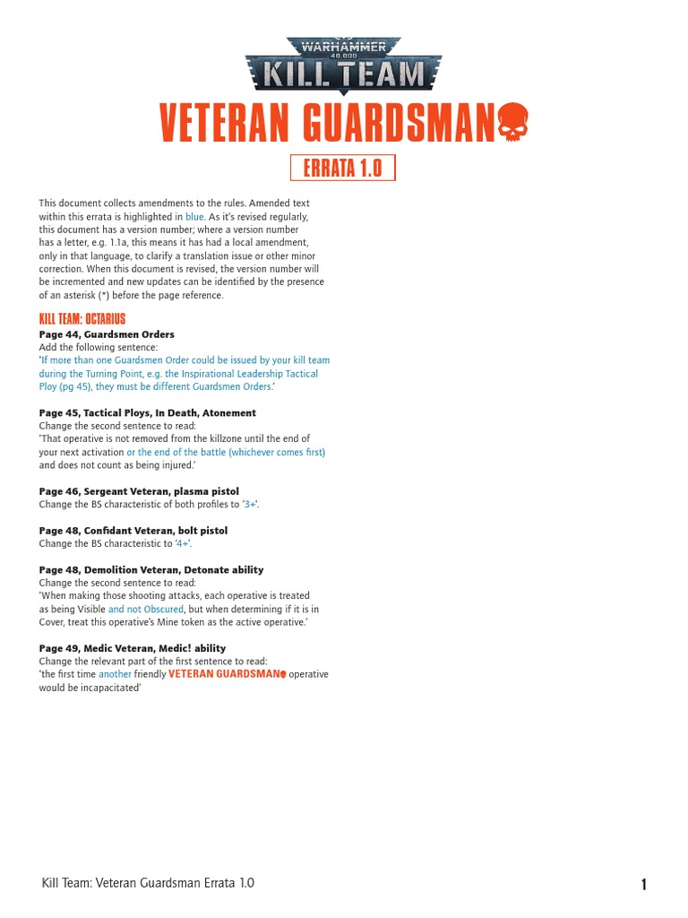 Kill Team Octarius - VeteranGardsmen - FAQ | PDF