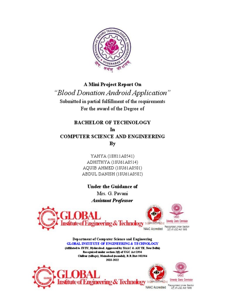 "Blood Donation Android Application": A Mini Project Report On | PDF | Android (Operating System ...