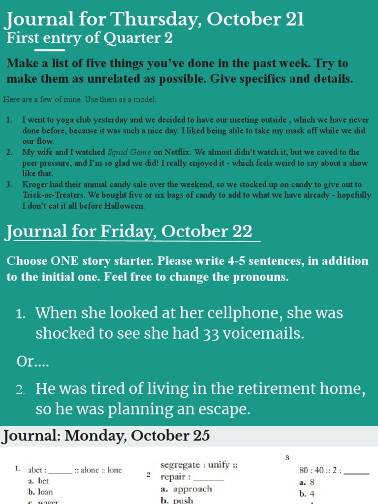 First Entry of Quarter 2 | PDF