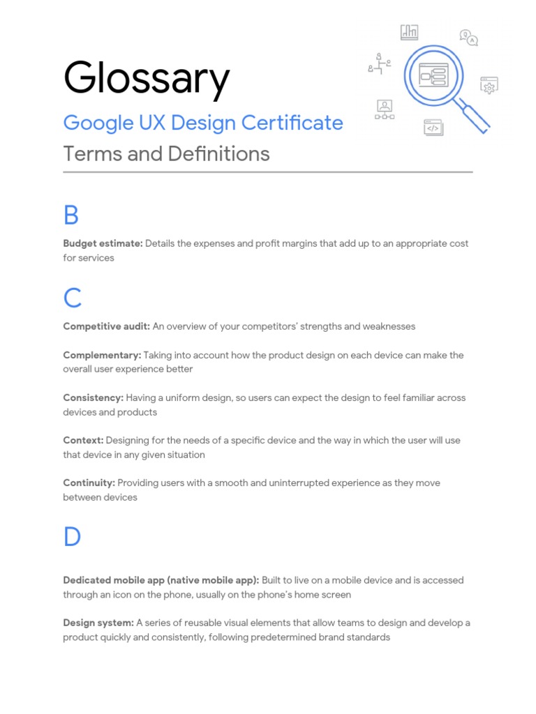 Glossary: Google UX Design Certificate | Download Free PDF | Usability ...