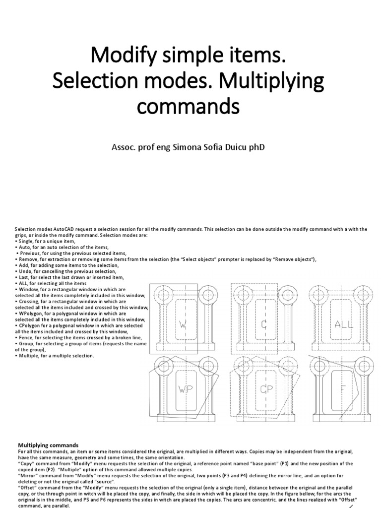 An Overview of Selection Modes and Modifying Commands in AutoCAD | PDF ...
