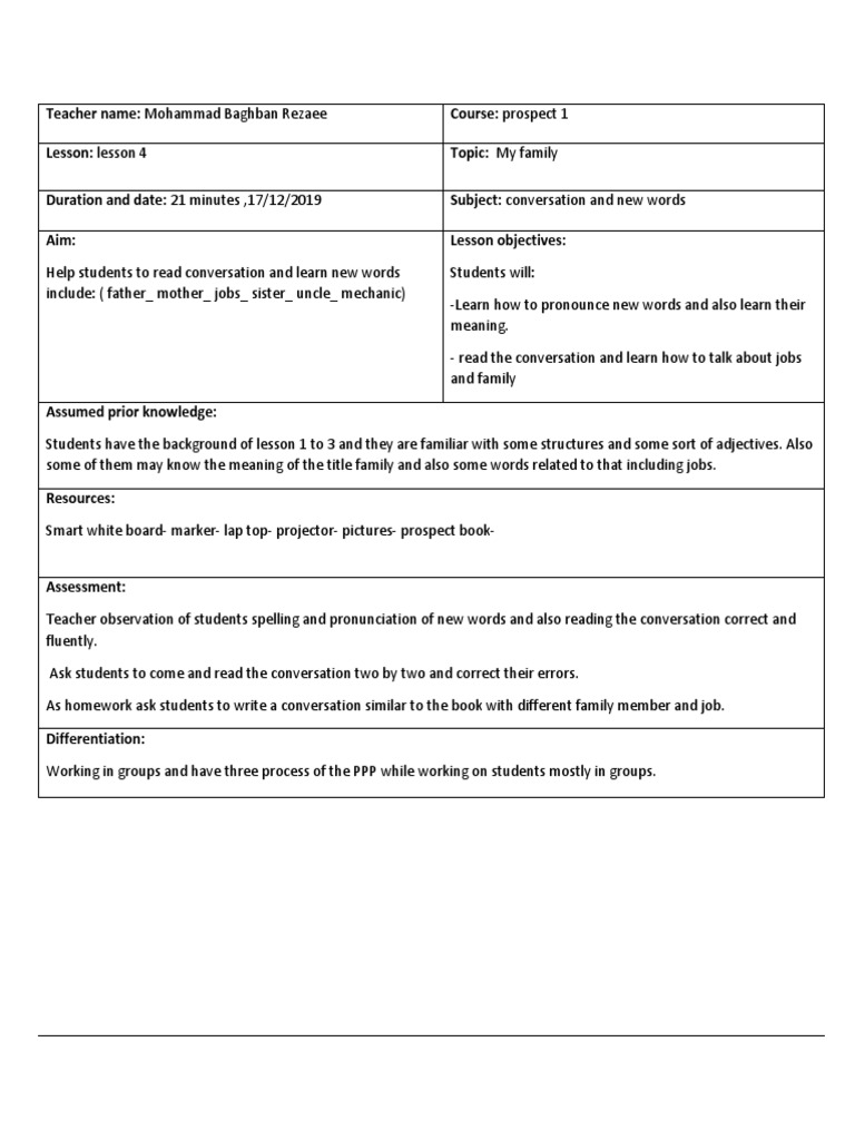 Lesson Plan - Baghban | PDF | Teachers | Conversation