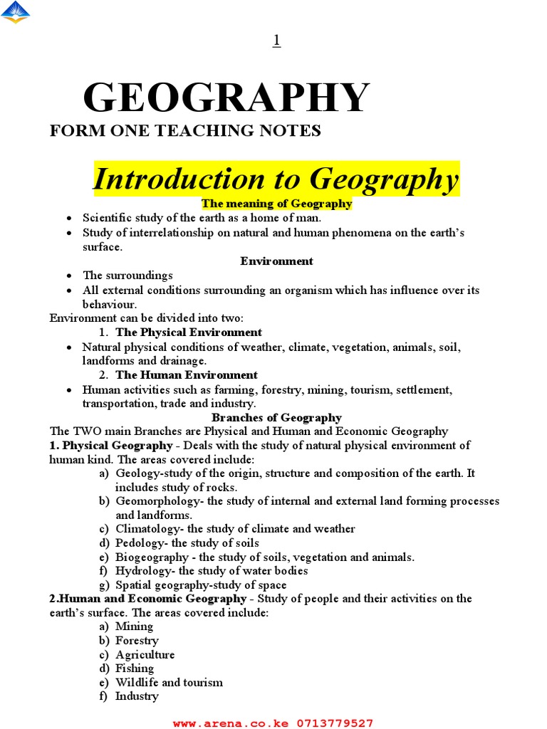 Geography Form One Teaching Notes | PDF | Atmosphere Of Earth | Atmosphere