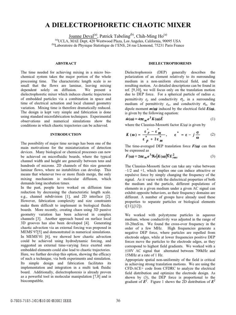 A Dielectrophoretic Chaotic Mixer: Joanne Deval, Patrick Tabeling, Chih ...